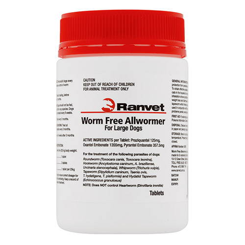 Click here for Ranvet Allwormer For Large Dogs 25 Kg (55lbs) 25 T... prices